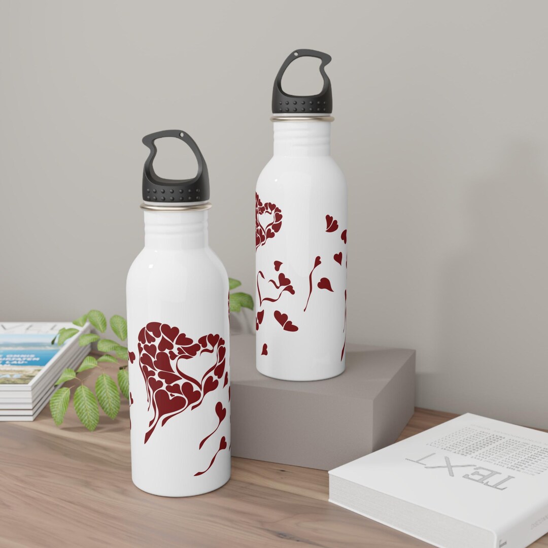 Stainless Steel Water Bottle, Hearts Love Valentine's Day Gift, Eco ...