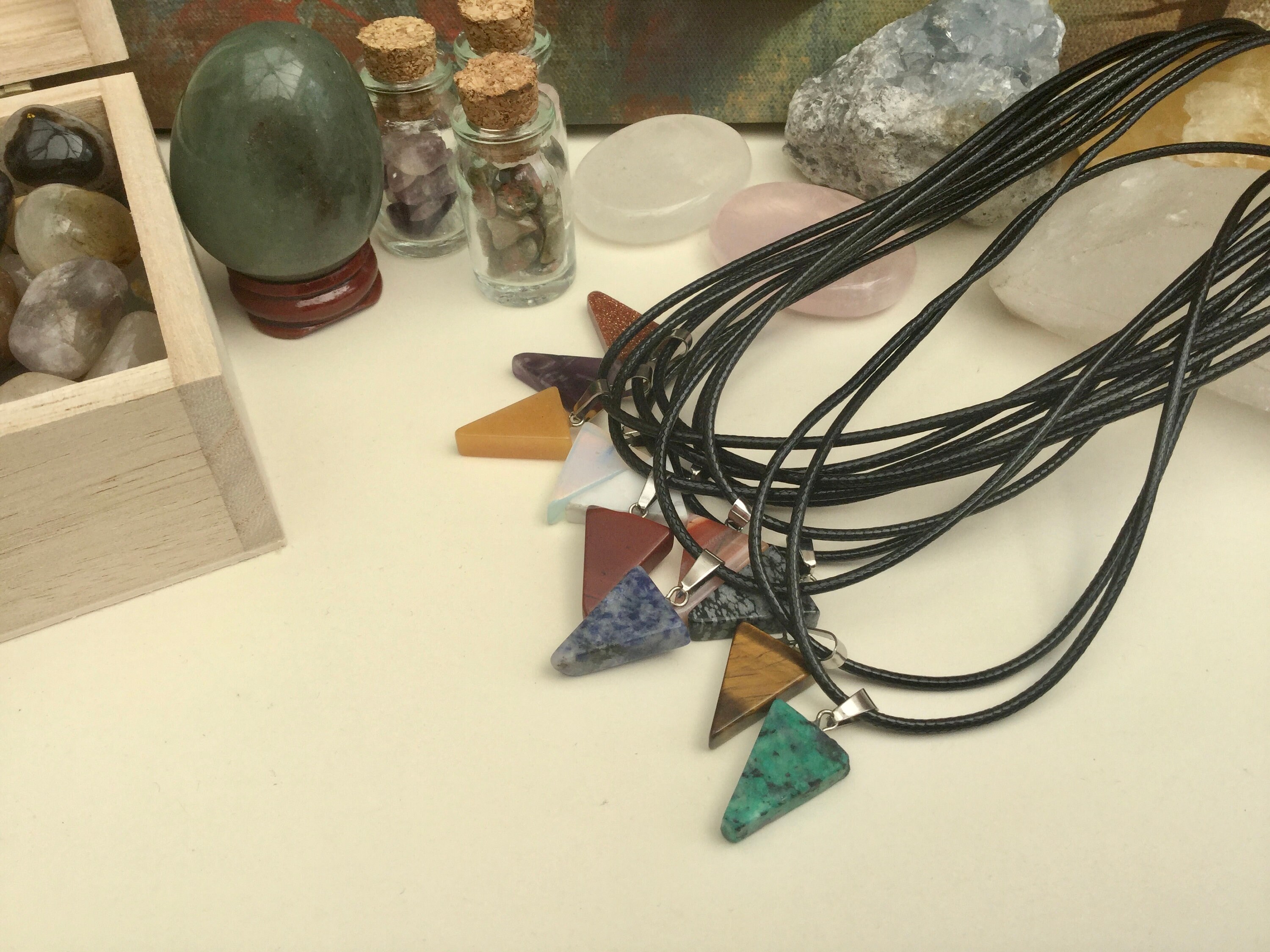 Crystal Jewellery-Crystal Triangle Natural Gemstone Pendant | Etsy