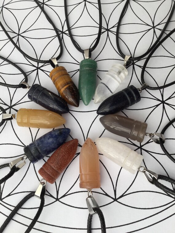 Crystal Jewellery Crystal Bullet Natural Gemstone Pendant | Etsy