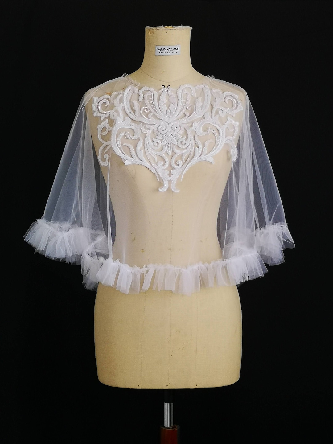 Unique Bridal Lace Cape, Classic Bridal Cover Up, Embellished Bridal ...