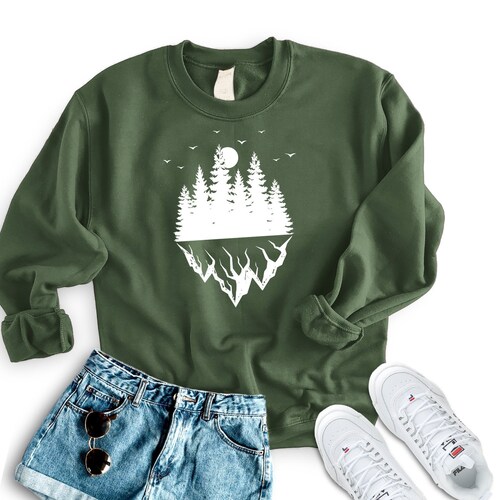 Camping Sweater Nature Sweatshirt Pine Tree Shirt Forest - Etsy