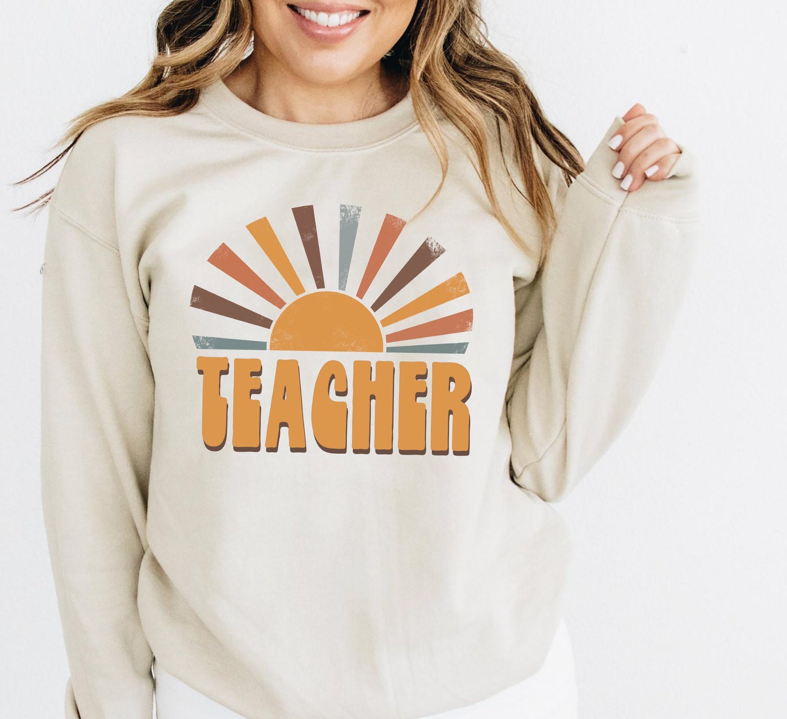 Retro Teacher Sweatshirt Teacher Sweatshirt Teacher T Etsy