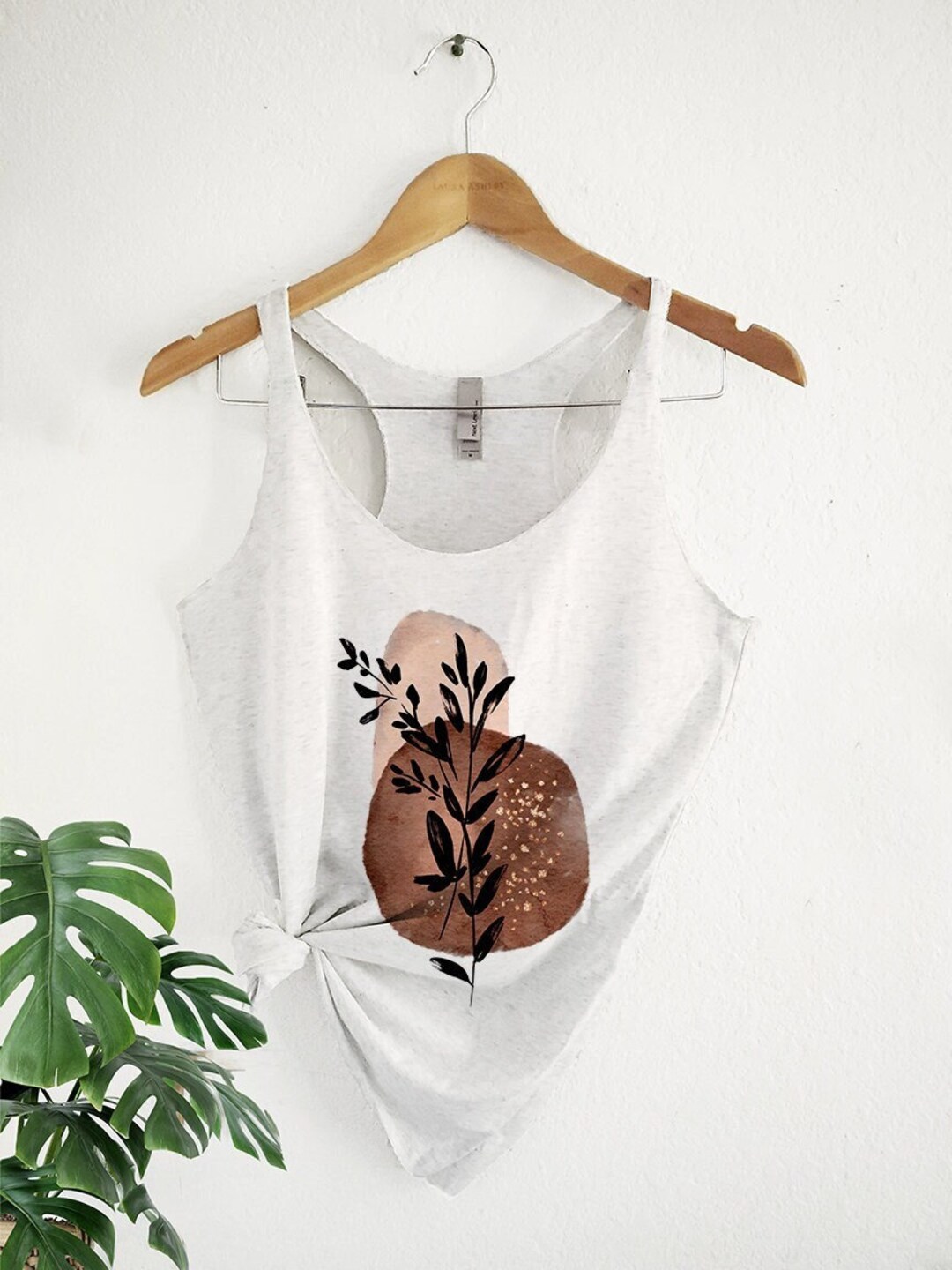 Boho Tank Top, Summer Floral Sun Graphic Tank Top, Abstract Sun Branch ...