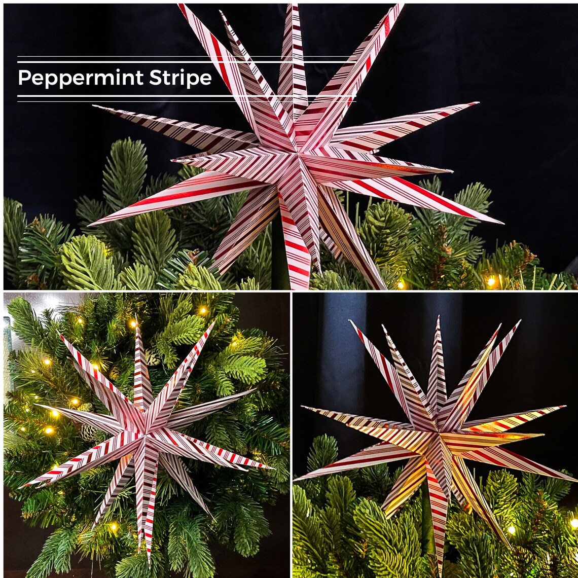 20 Point Metallic Morovian Star Tree Topper Large | Etsy