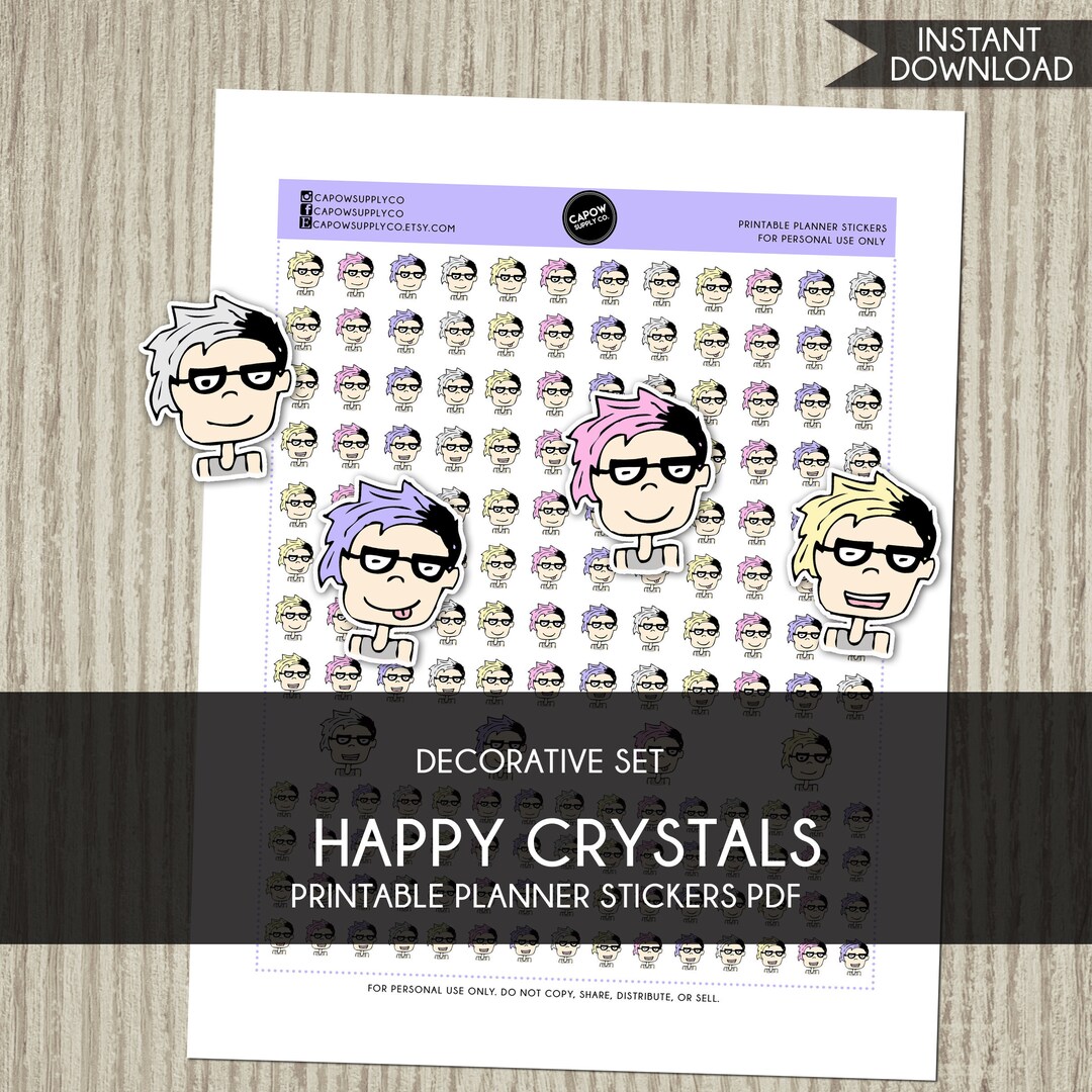 Printable Planner Stickers Decorative Set Happy Excited Emotions for ...
