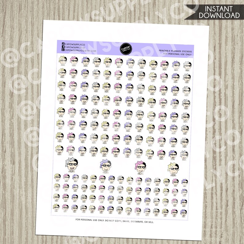 Printable Planner Stickers Decorative Set Happy Excited Emotions for ...