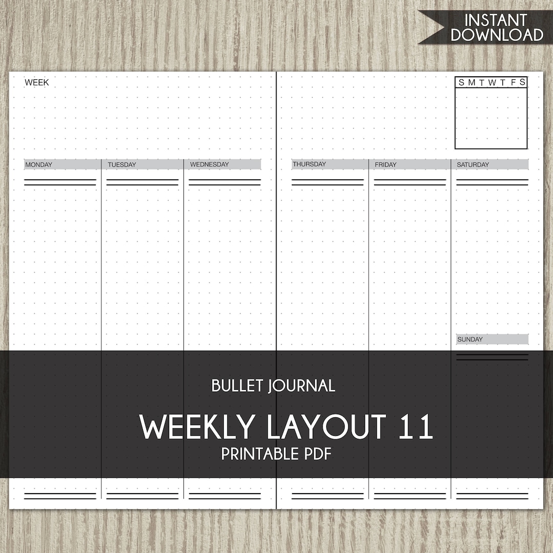 Template for Bullet Journal Printable Planner Weekly Layout Bujo ...
