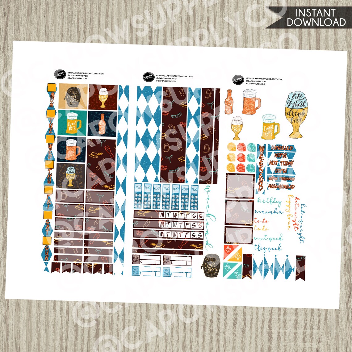 Printable Planner Stickers for Use With Hobonichi Weeks Weekly Layout ...