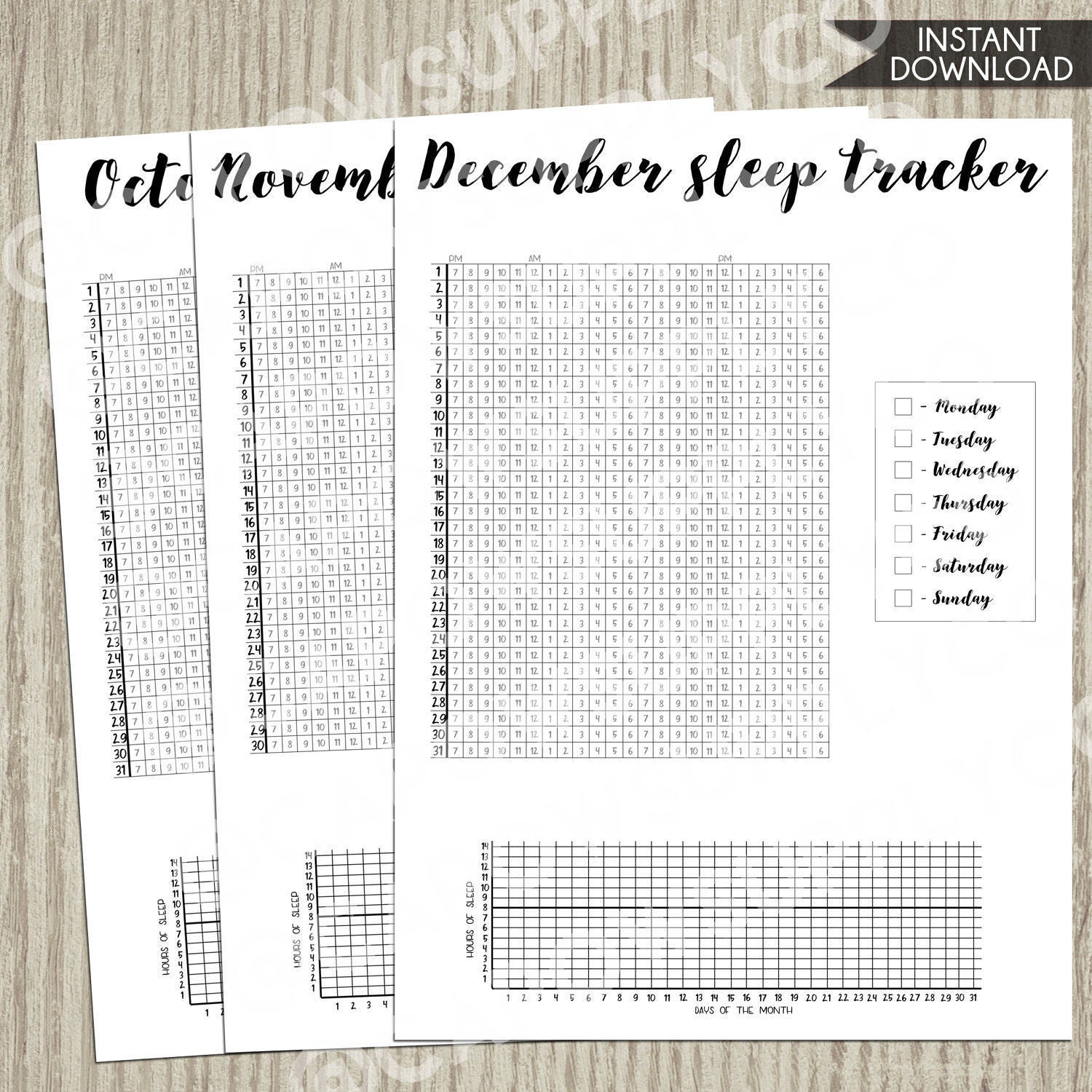 Printable Planner Insert Monthly Sleep Tracker Tracker for Use With ...