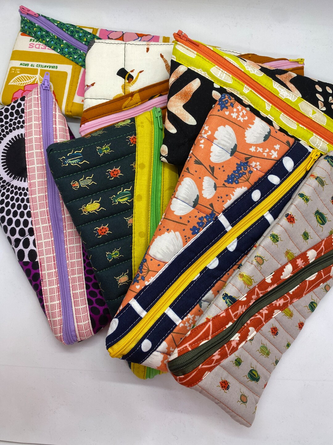 Small Quilted Pouch With Diagonal Zipper - Etsy