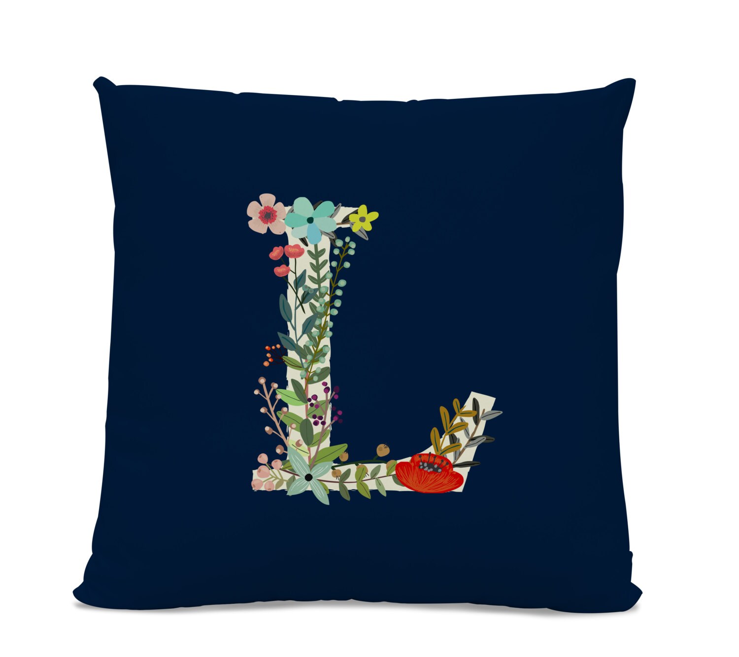 Initial Pillow - Floral Letter Pillow - Pillow With Letter L ...