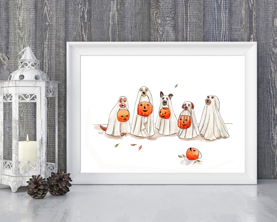 Halloween Ghost Dogs Print Digital Download Dog Custume - Etsy
