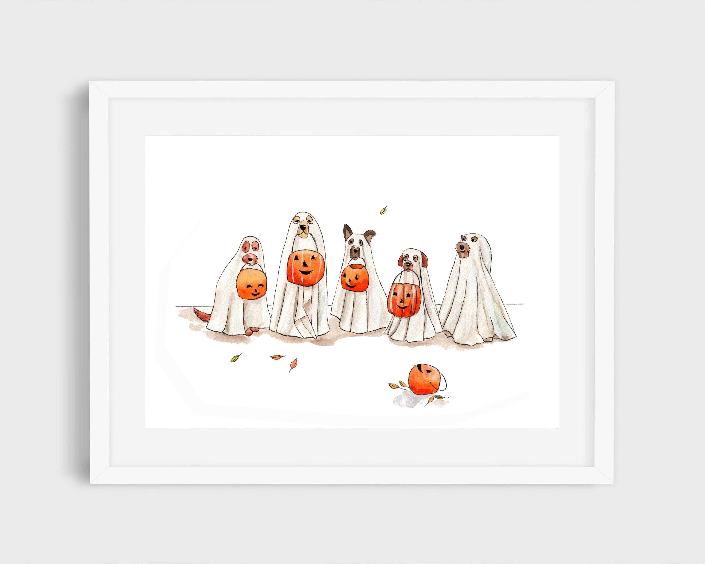 Halloween Ghost Dogs Print Digital Download Dog Custume - Etsy