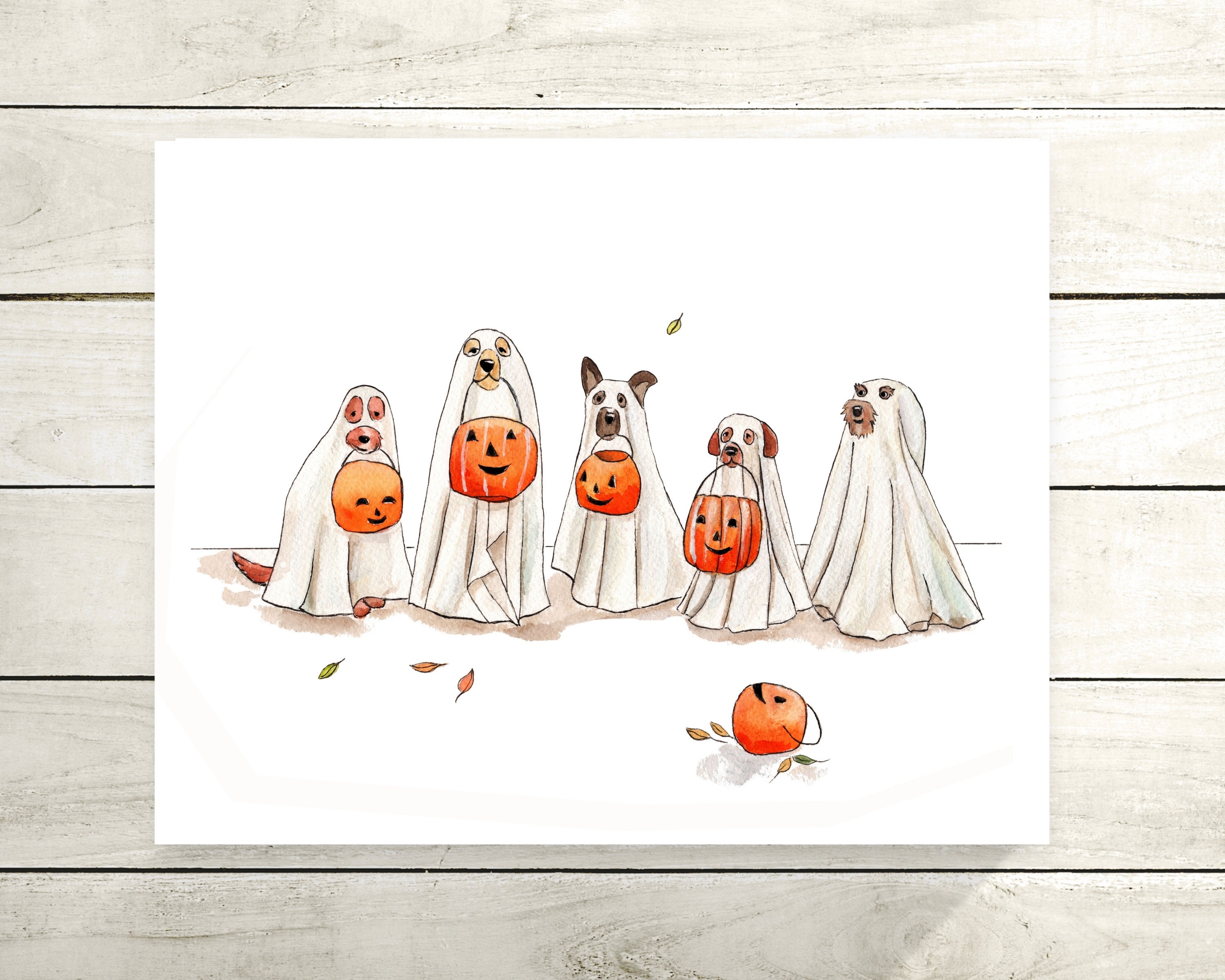 Halloween Ghost Dogs Print Digital Download Dog Custume - Etsy
