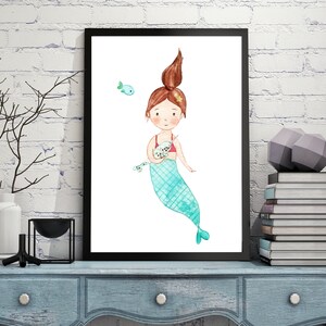 Nursery Print Mermaid Ocean Printable Girl's Room Cute - Etsy
