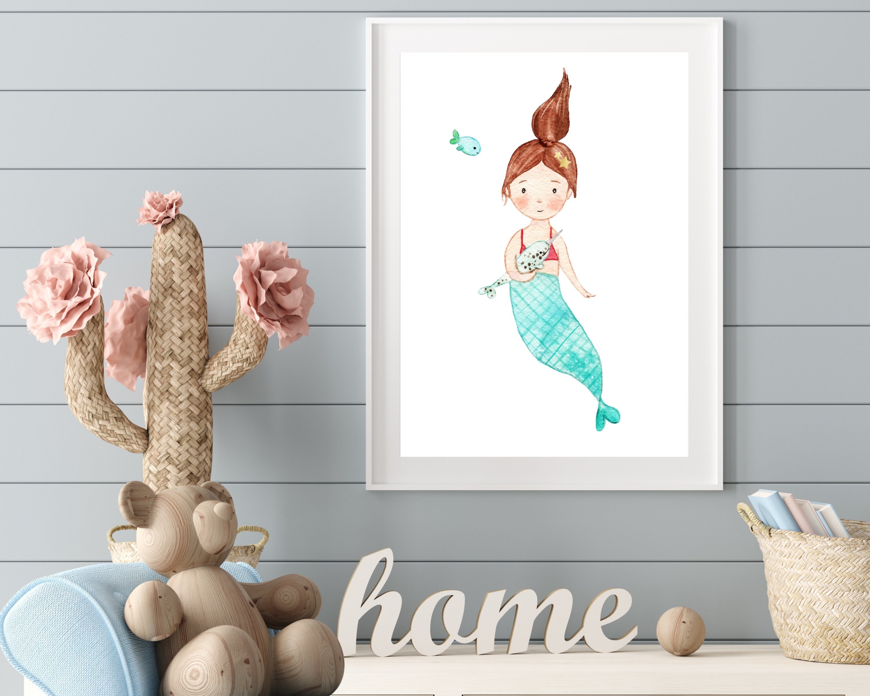 Nursery Print Mermaid Ocean Printable Girl's Room Cute | Etsy