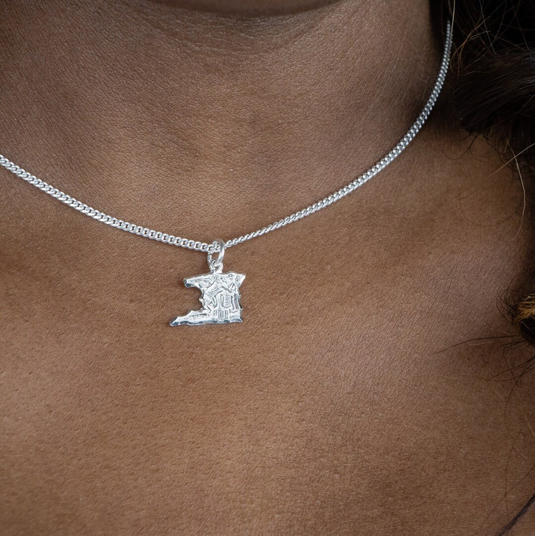 Trinidad Map Pendant With Chain in 925 Sterling Silver - Etsy