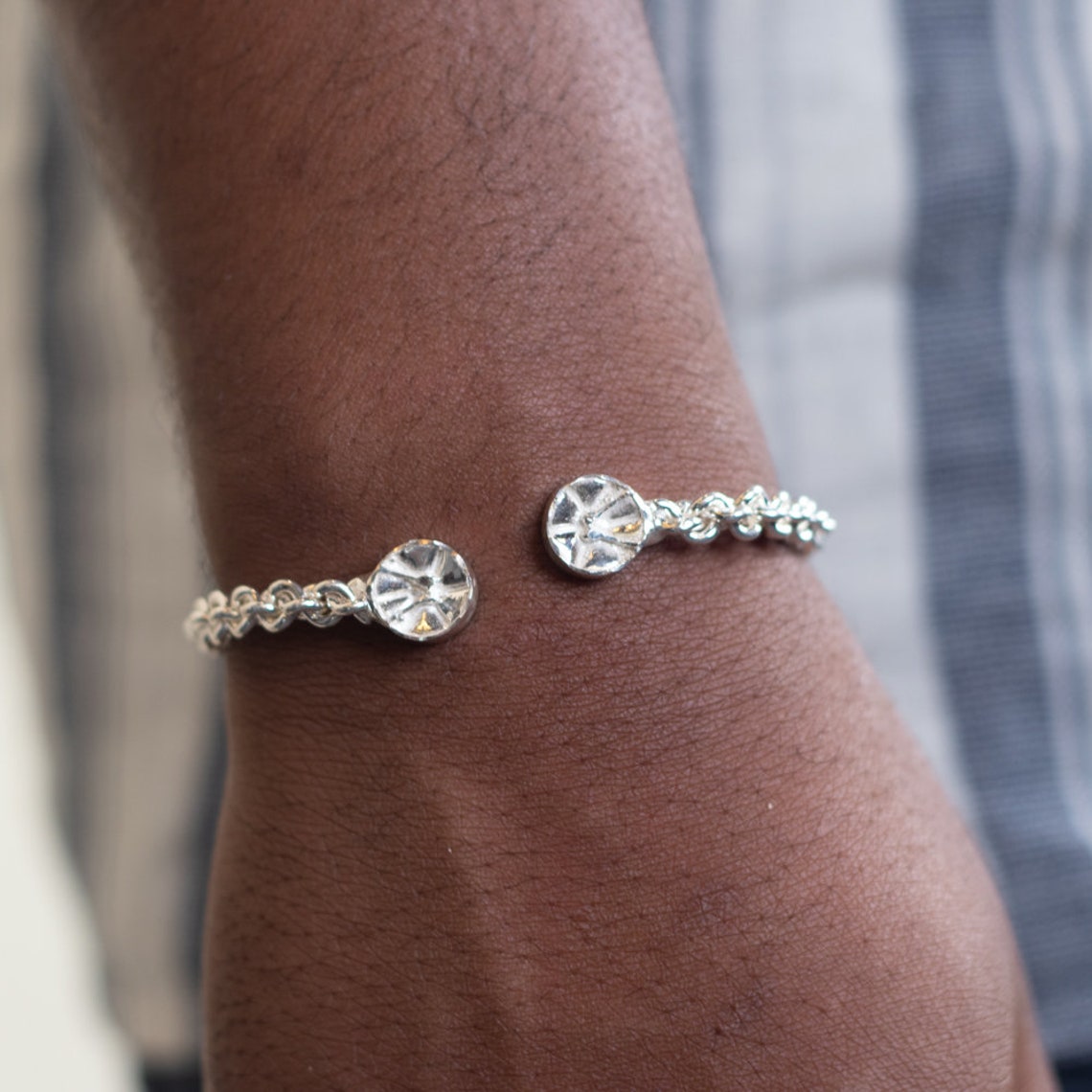Braided West Indian Bangle With Steel Pan Ends in Sterling Silver .925 ...