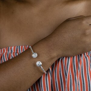 110 West Indian Bangle With Clam Shells and Diamante Pattern Sterling ...