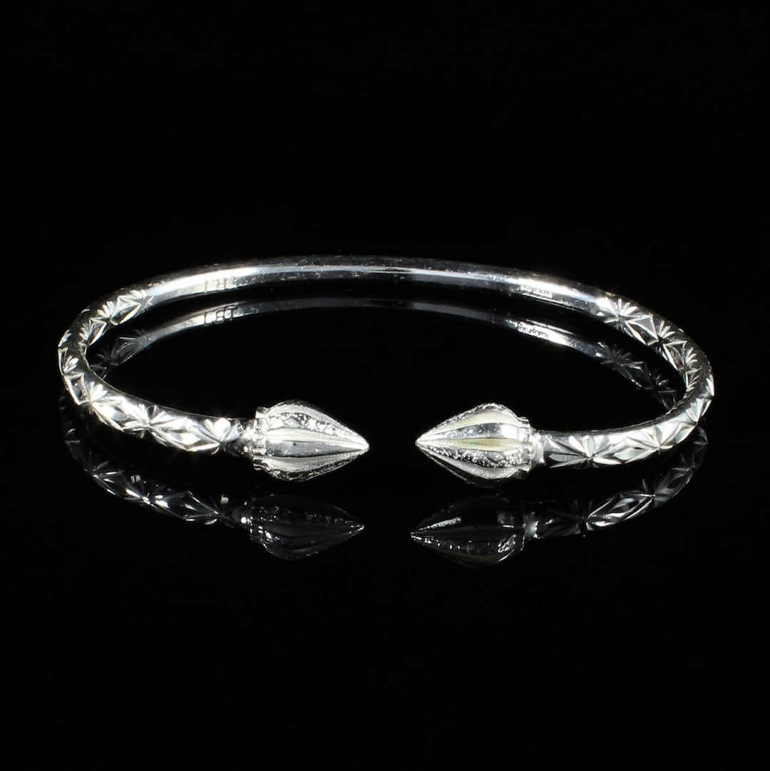Handmade Sterling Silver West Indian Bangle: Cocoa Pod Ends - Etsy