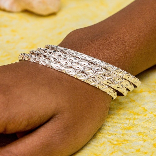 Cocoa Pod West Indian Bangle Handmade in .925 Sterling Silver - Etsy