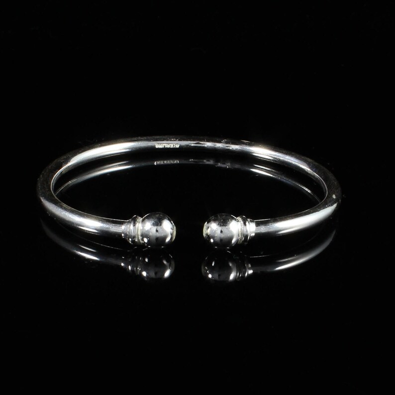 West Indian Bangle Plain Bangle With Solid Ball Handmade .925 - Etsy