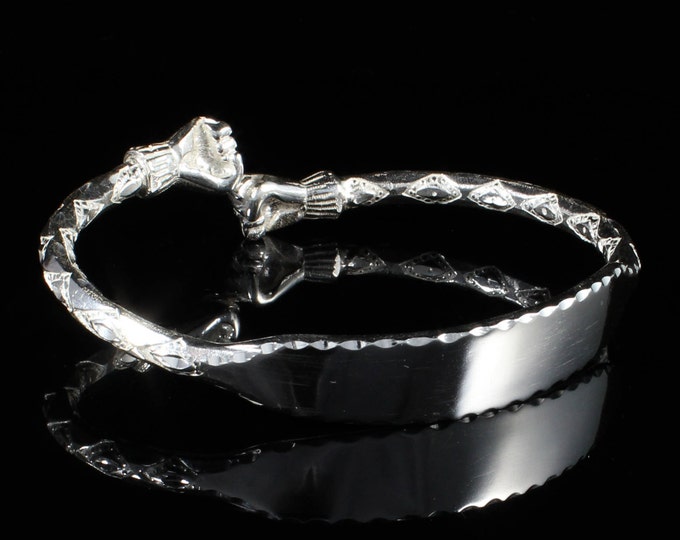 Thick Engravable Fist West Indian Bangle in Sterling Silver .925 ...