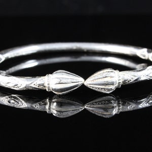 180 Thick West Indian Bangle With Cocoa Pod Ends Handmade in .925 ...