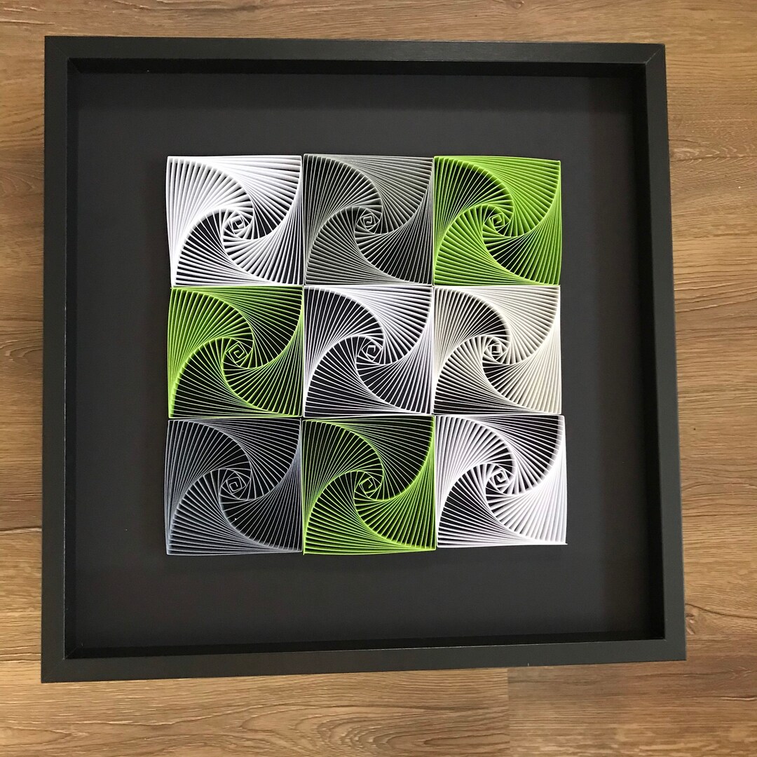 Oversized 3D Quilling Wall Art: Green & Gray Geometric Sculpture - Etsy