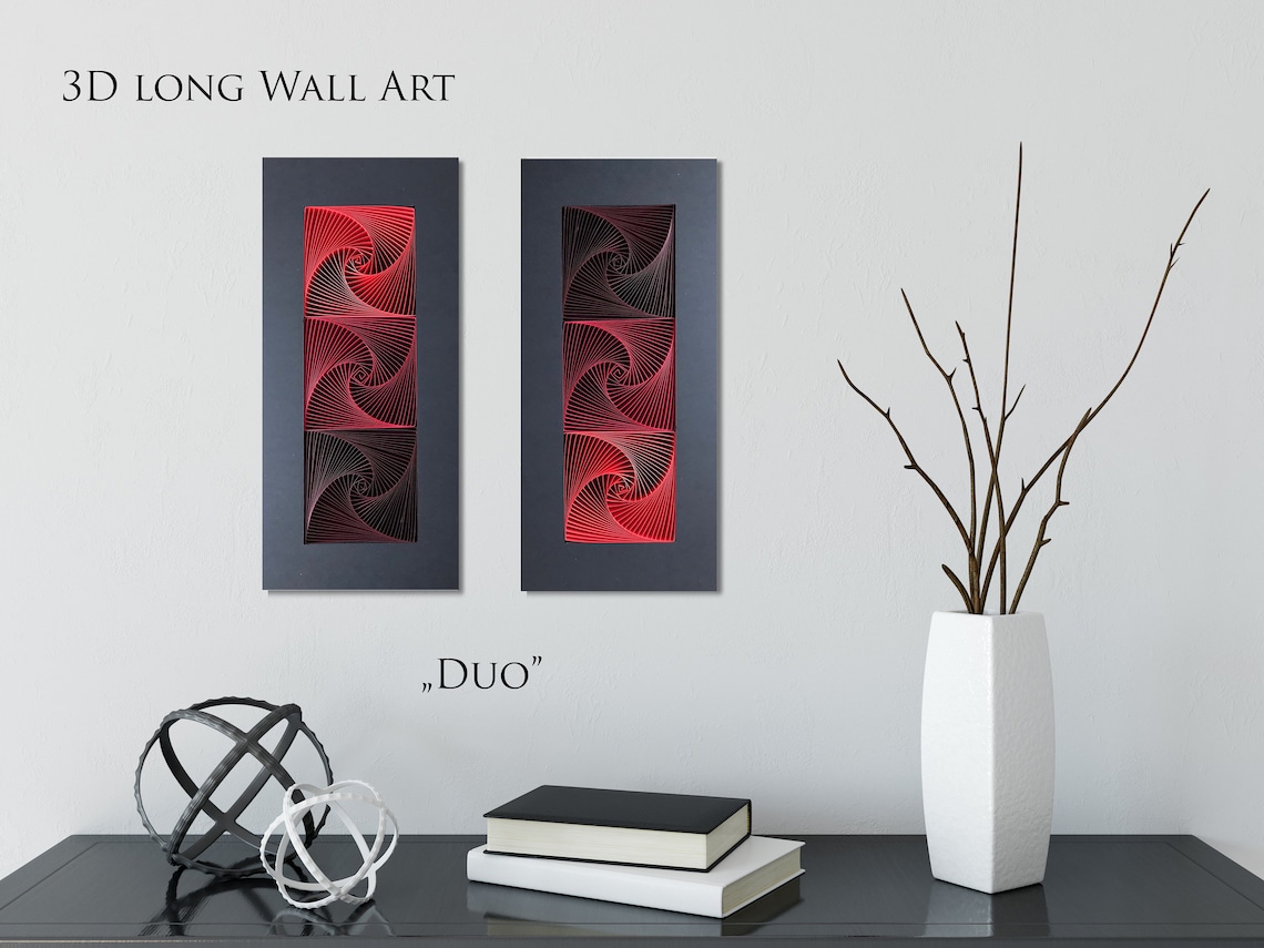 Red Spiral 3D Wall Art Long 3d Artwork Paper Wall Art | Etsy