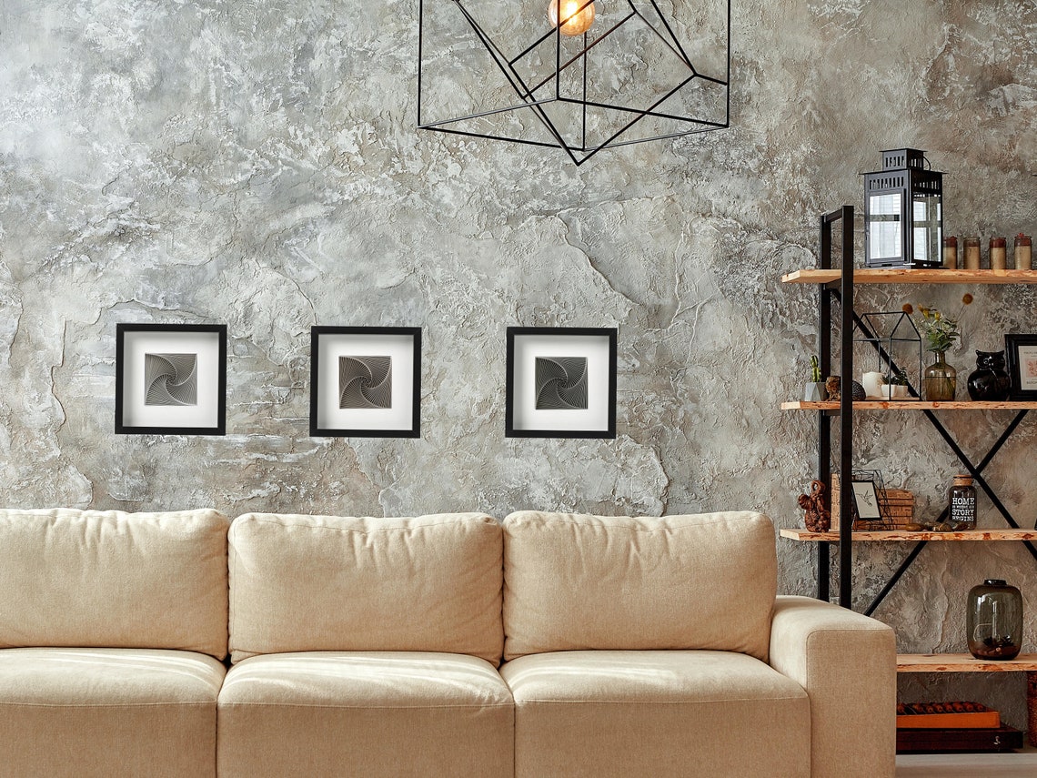 Set of Wall Sculpture 3 Piece Spiral & Square Quilling Wall - Etsy