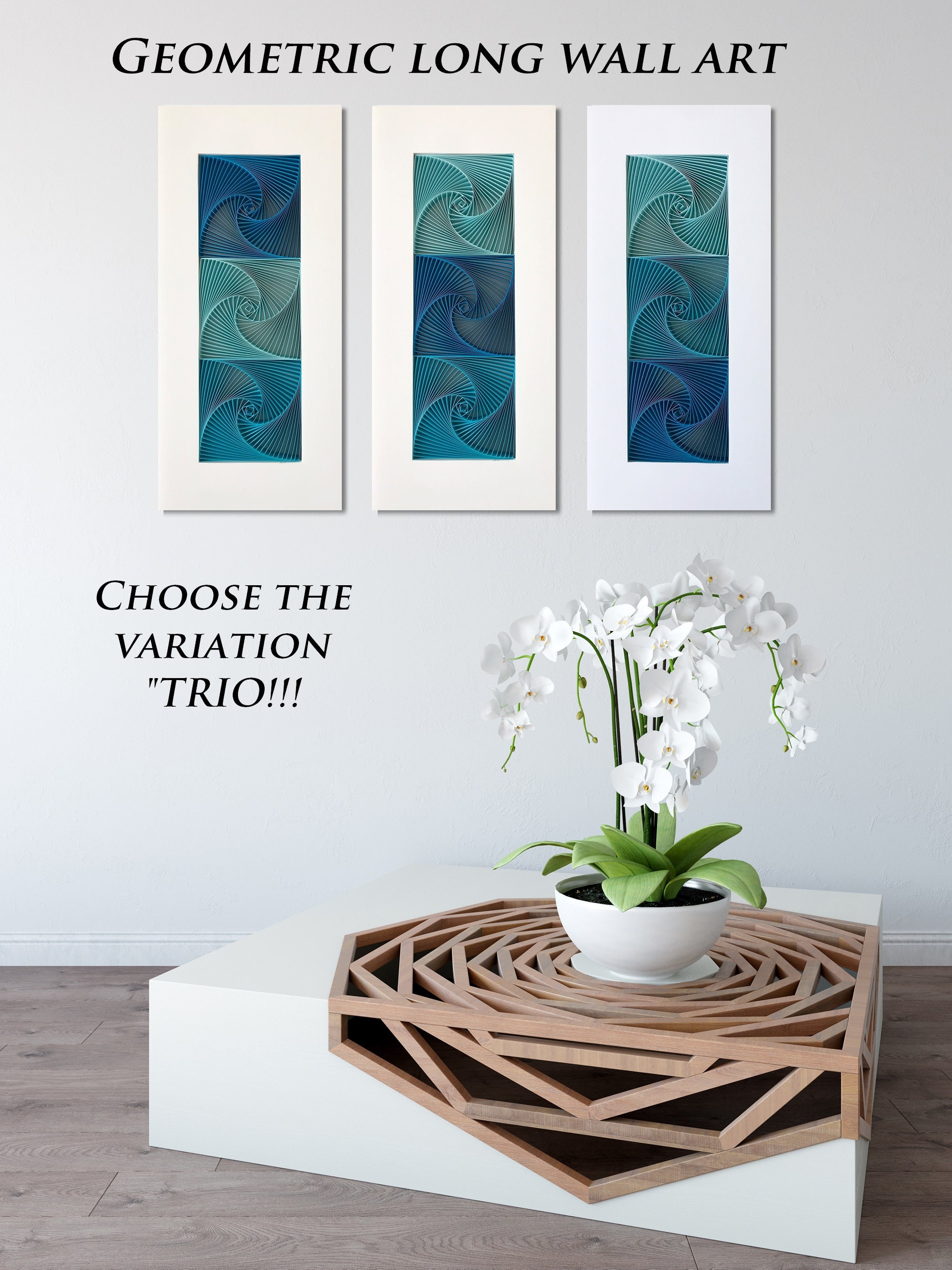 Spiral Wall art 3 piece, Spiral 3D Wall Art, Set of 3 wall art, beach ...