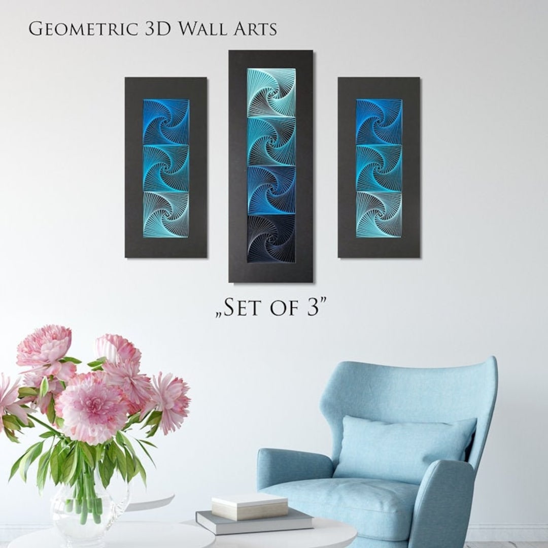 Blue Quilling Wall Art Lake House Decor, Origami Ocean Wave Wall ...