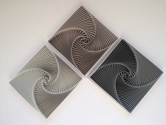 Set of 3 Wall Sculpture Spiral & Square Minimal design Wall | Etsy