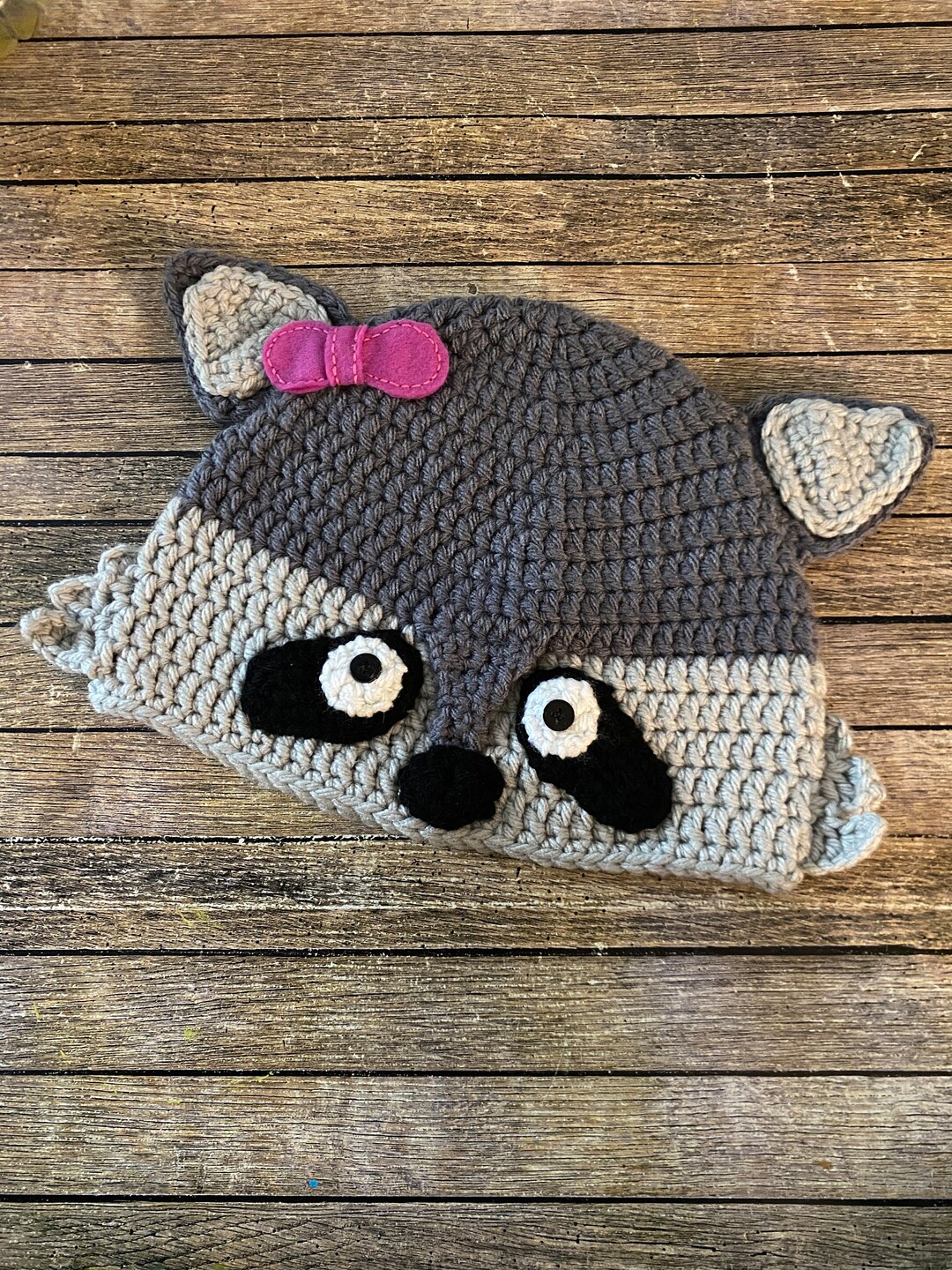 RACCOON Crochet Raccoon Hat Baby/child Hat Teen/adult Hat Hand Knitted ...