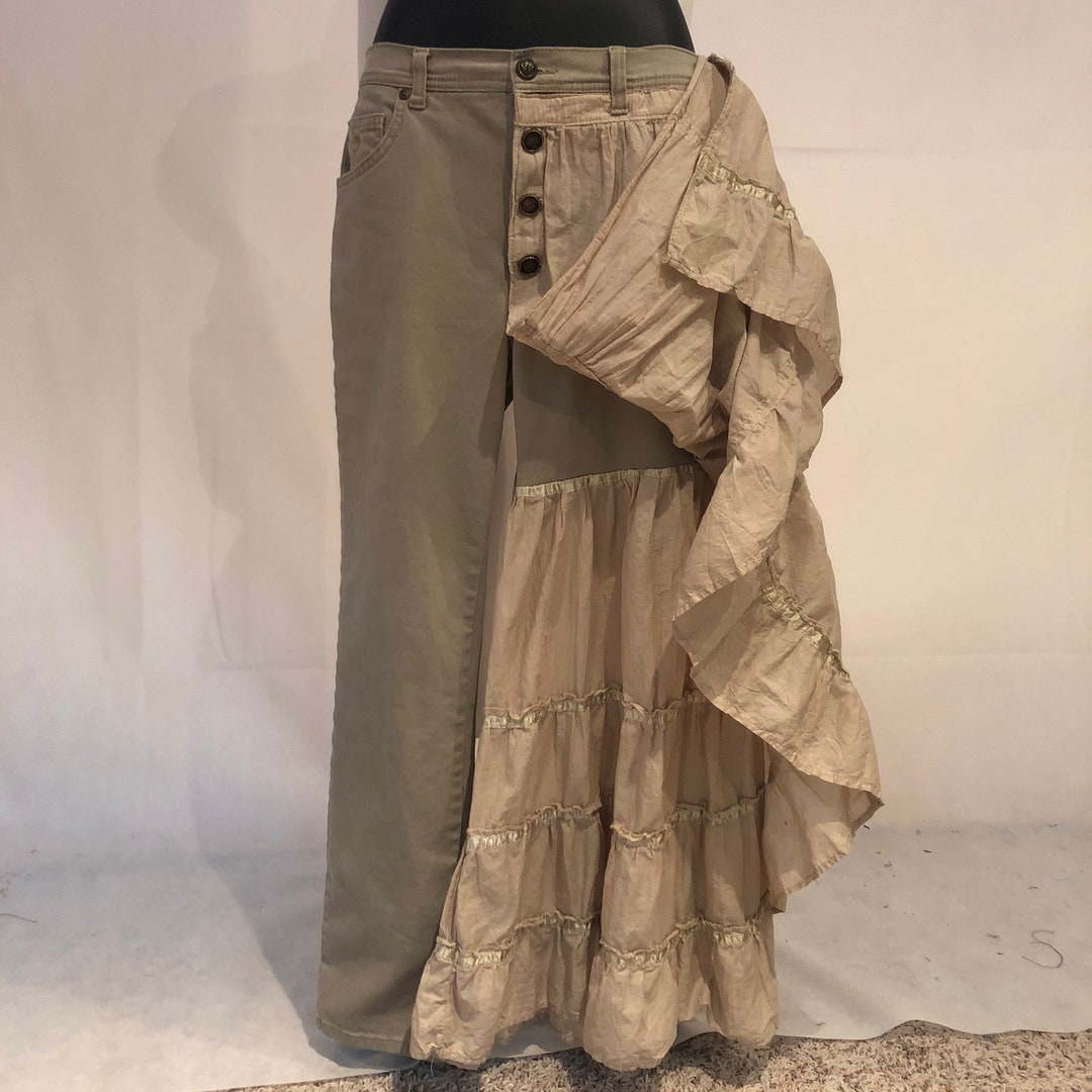 Deconstructed Hybrid "skants" : Created From Tan Denim Jeans & Tan ...