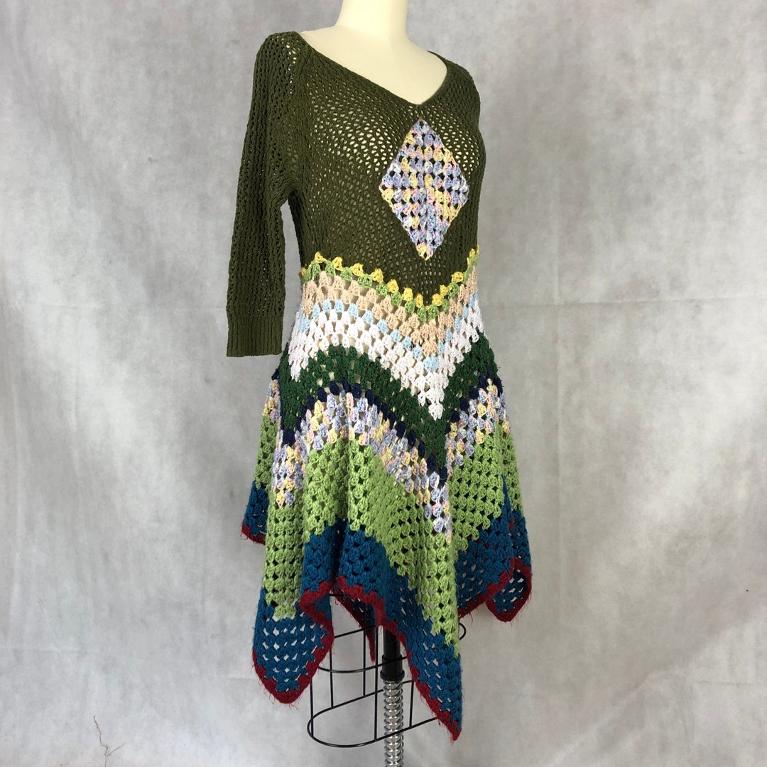Upcycled Mashup of Vintage Crocheted Top & Grandma's Afghan Created an ...