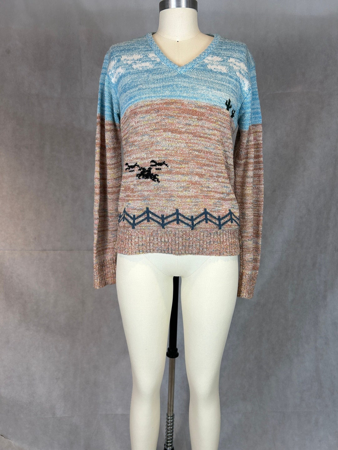 Amazing Vintage 1970s Novelty Space Dyed Sweater With South Western ...