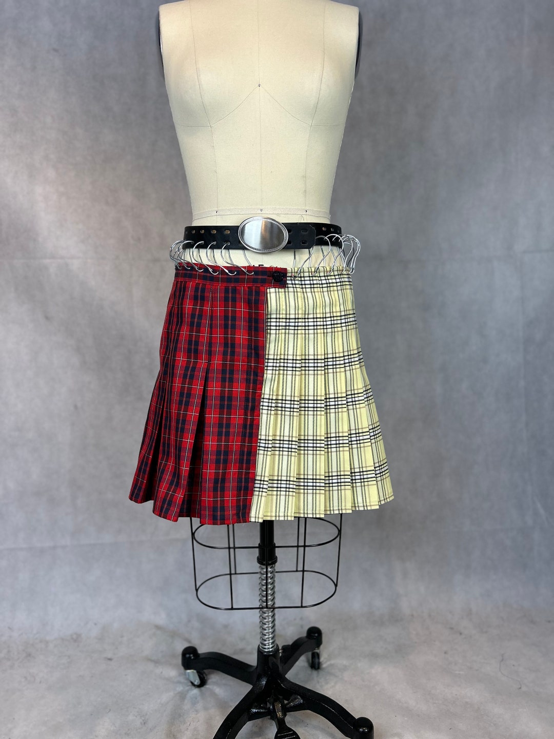 Chop & Mash Skirt: Deconstructed Hybrid 1990s Inspired Punk Plaid ...
