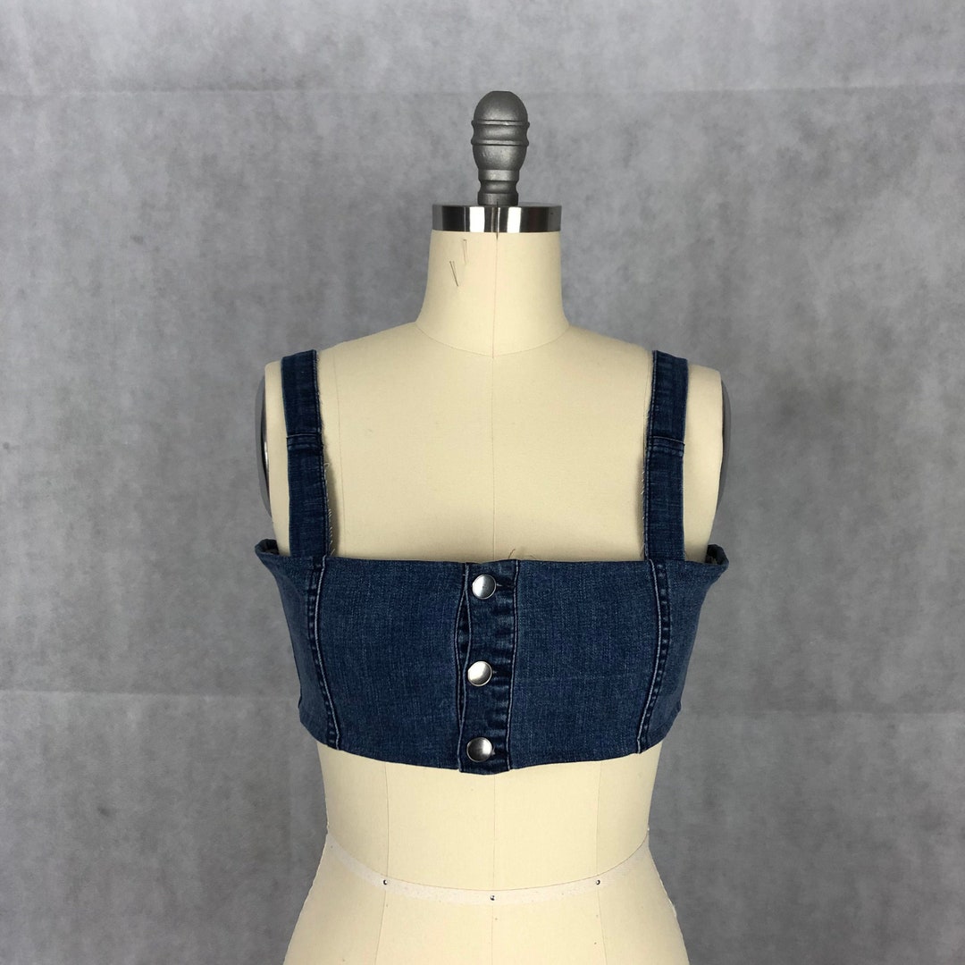 Upcycled Dark Wash Denim Bralette/ Bra to Be Worn on Top or Under Your ...