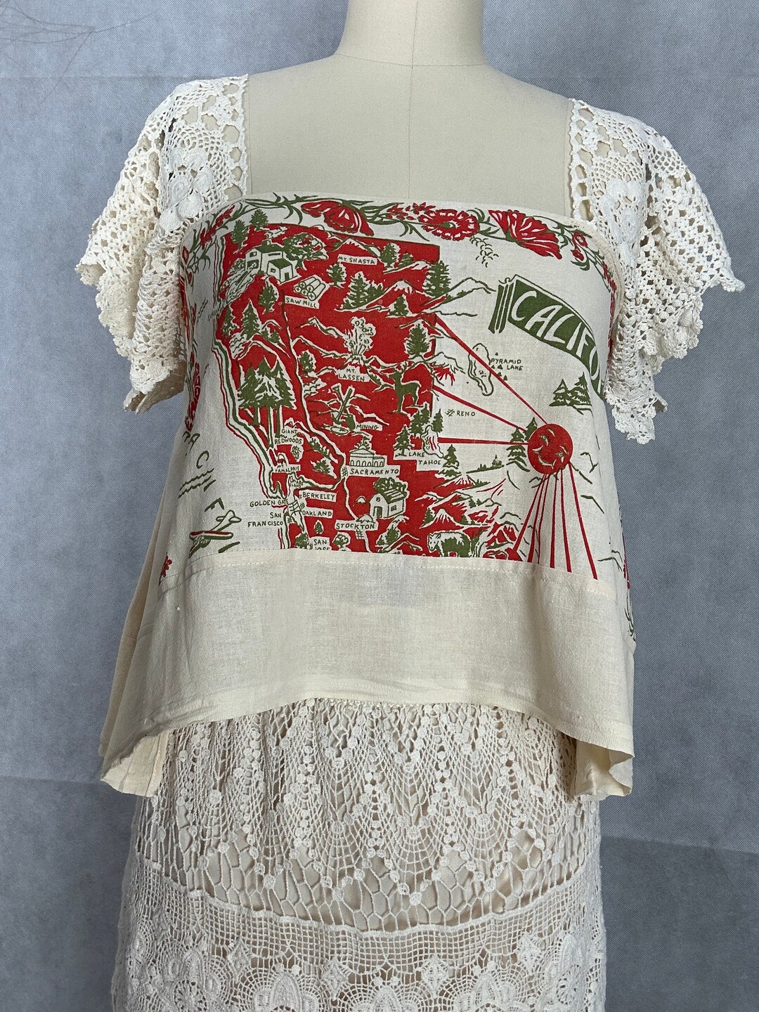 Vintage 1950s Cotton California Map Becomes the Perfect Top Once I Add ...