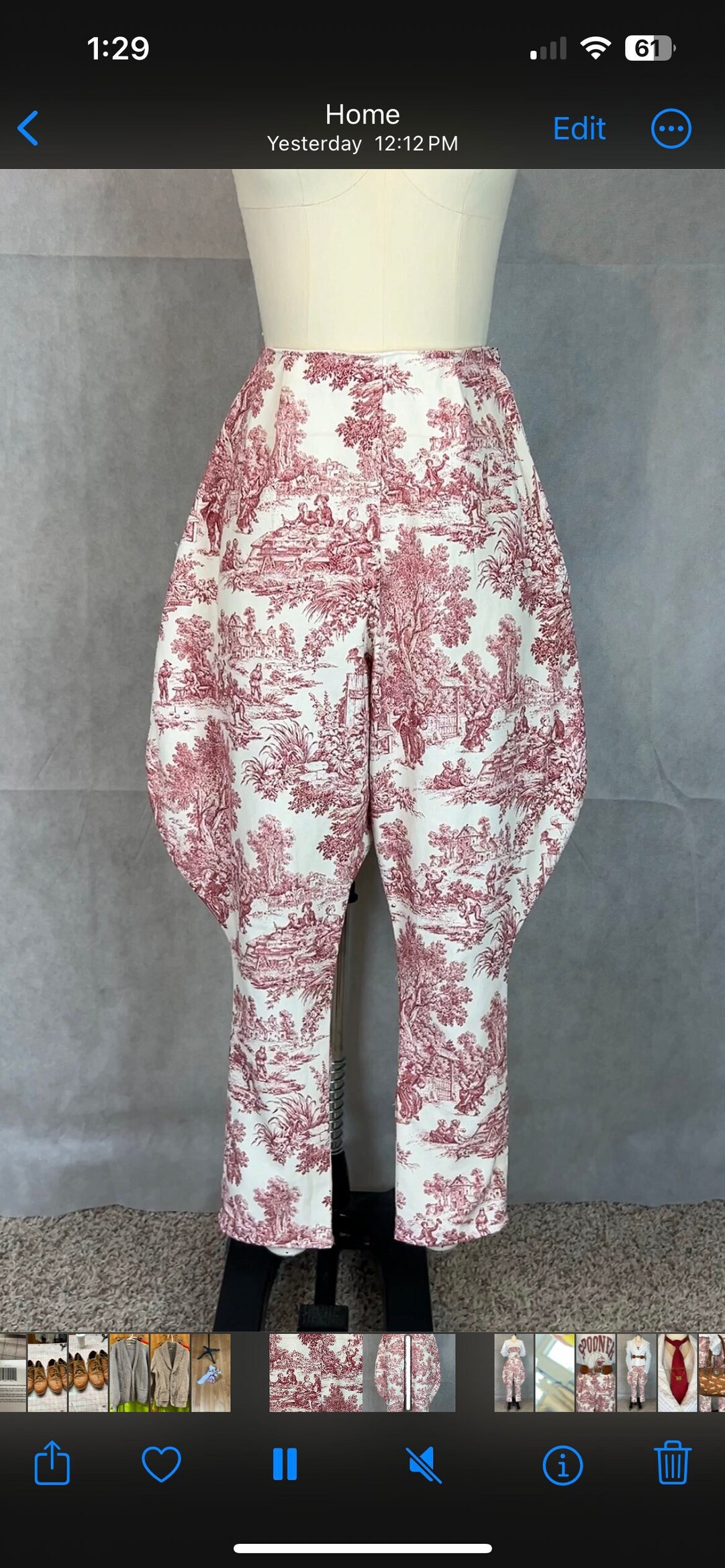 Upcycled 100% Cotton Vintage Red and White Toile Curtains Into 1930s ...