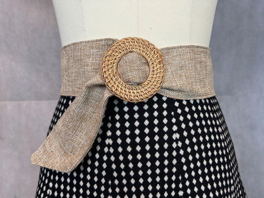 Terrific Tan Textured Wide Statement Belt - Beautiful Woven Wicket ...