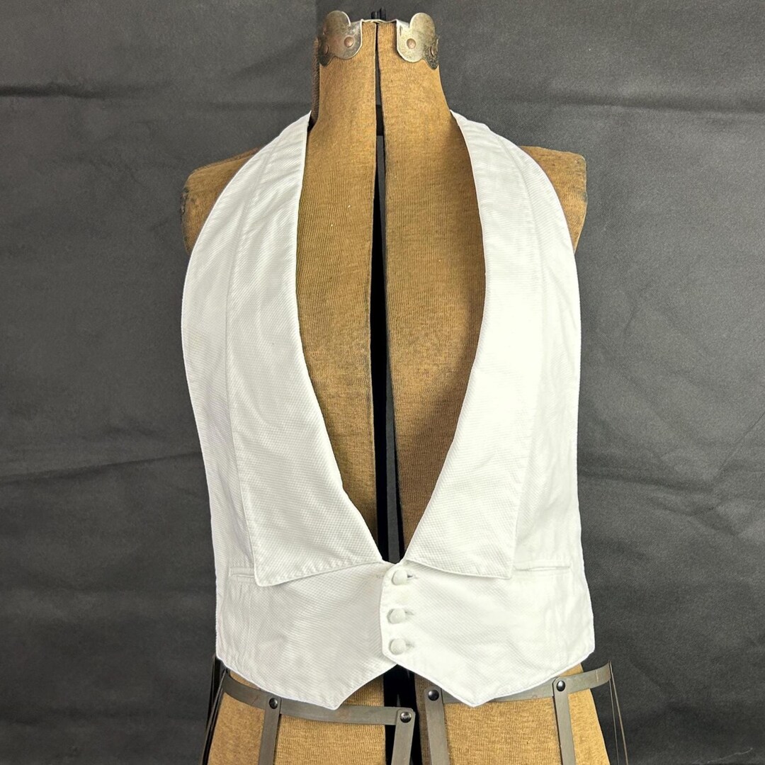 Vintage/antique 1930s White Cotton Pique Backless Formal Men's Vest ...