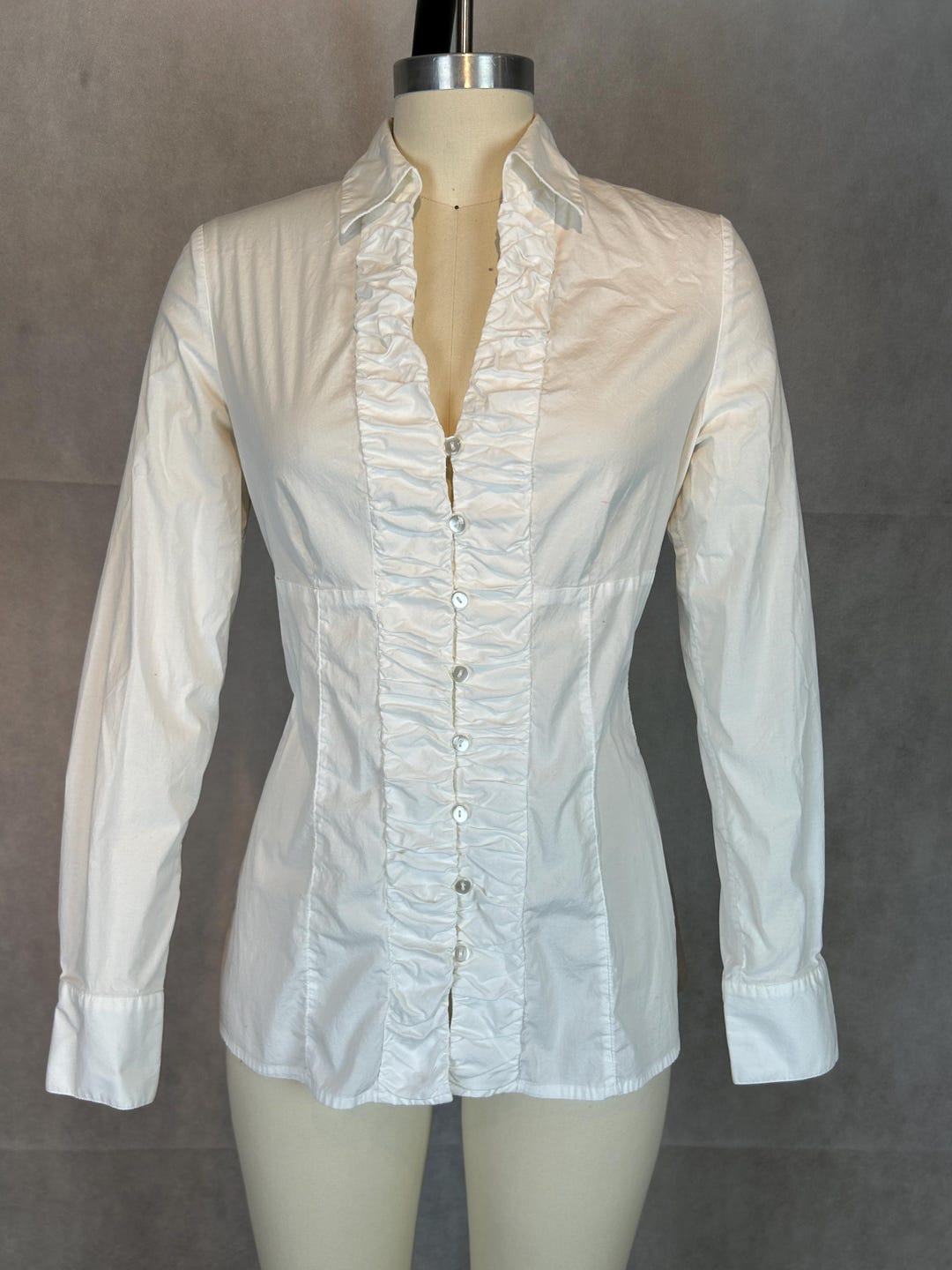 Vintage Victorian/edwardian Style White Blouse With Rushed Center Front ...