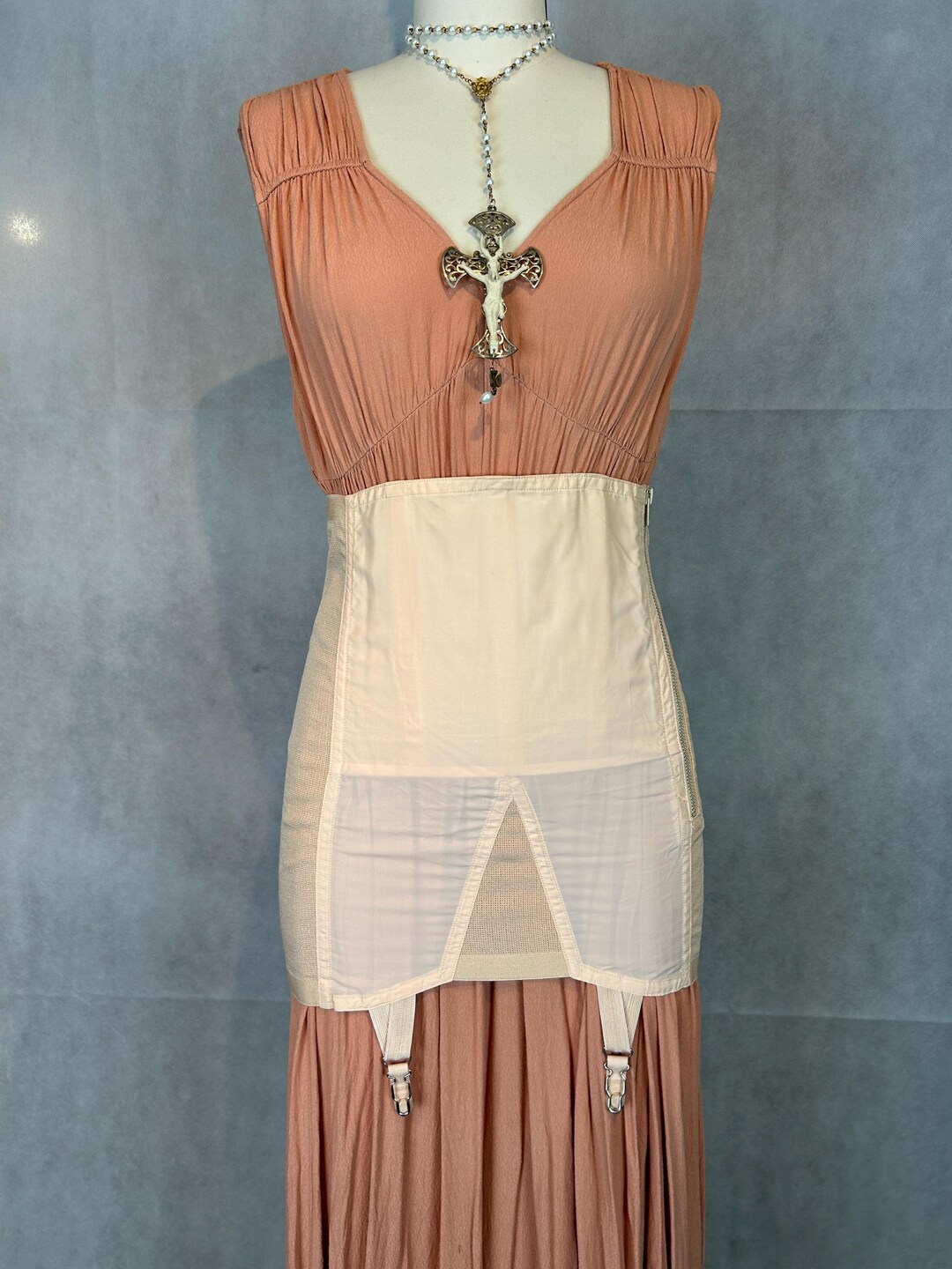 Very Rare 1940s Mint Condition Pink Girdle Back Zipper, Garters, Satin ...