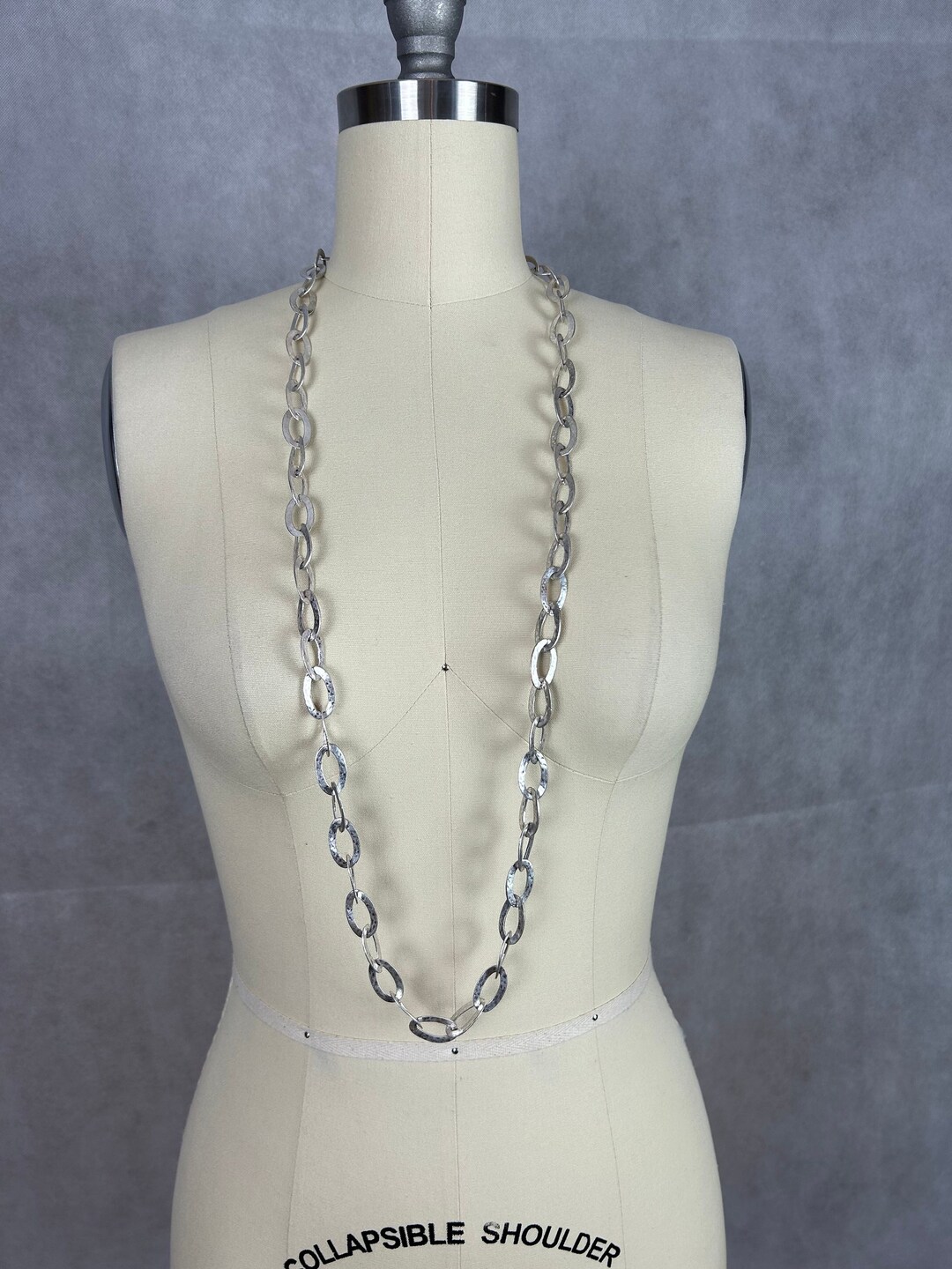 Silver Hammered Large Chain Link Silver Necklace With Multiple Looks - Etsy