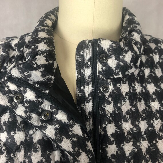 Vintage Black & White Houndstooth Puffer Jacket - A C… - Gem