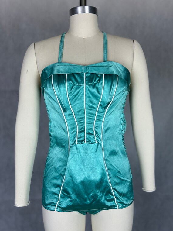 Vintage 1940 Stretch Satin Bathing Suit with Beautifu… - Gem