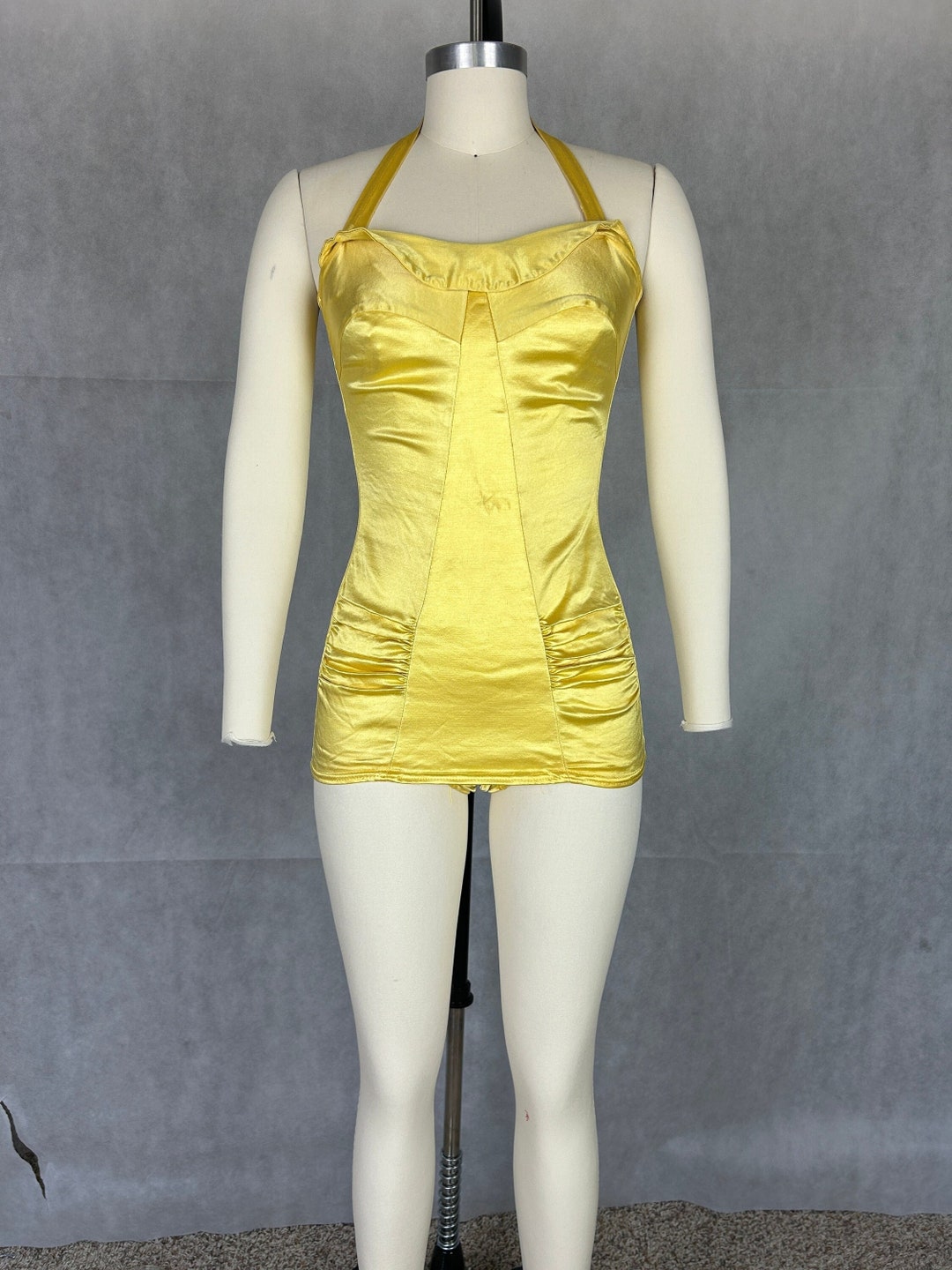 Vintage 1940s Golden Yellow Stretch Satin Bathing Suit/swim Suit Great ...